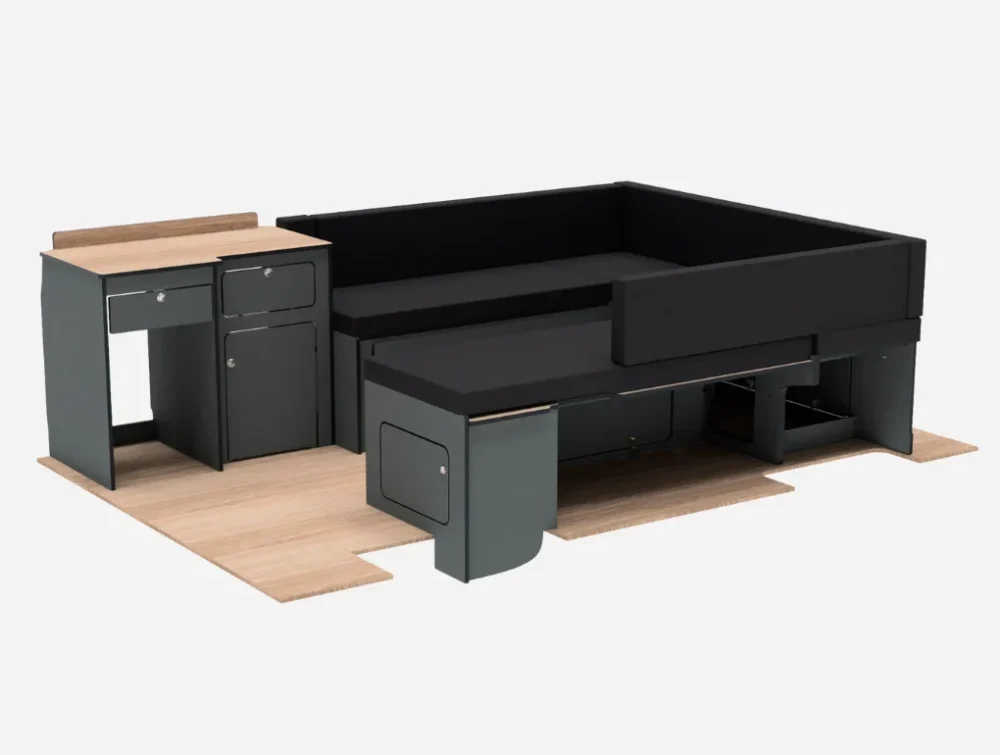 Ford Transit Custom 2023on U-Shape Bed System LWB | Camper Conversion Units